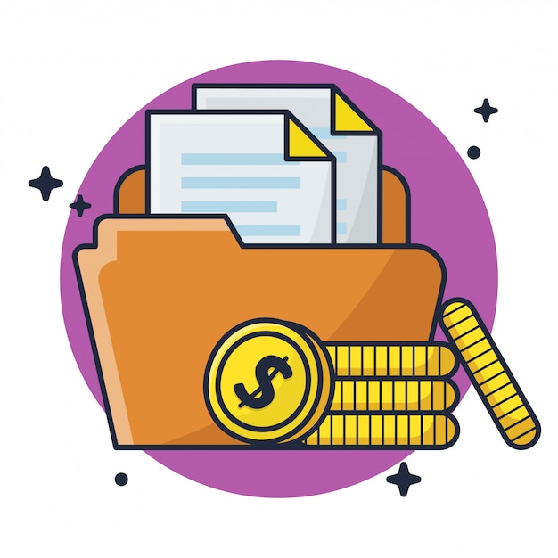 Vibrant Folder with Financial Documents and Coins | Jiffy Designs