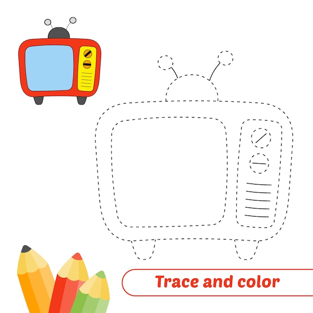 Vibrant Retro Television Illustration for Tracing and Coloring | Jiffy ...