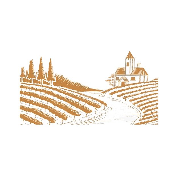 Serene Countryside Landscape with Rolling Hills and Vineyards | Jiffy ...