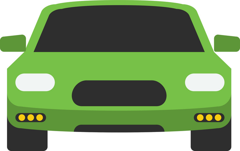 Green Car Front View Flat Style Vector Illustration | Jiffy Designs