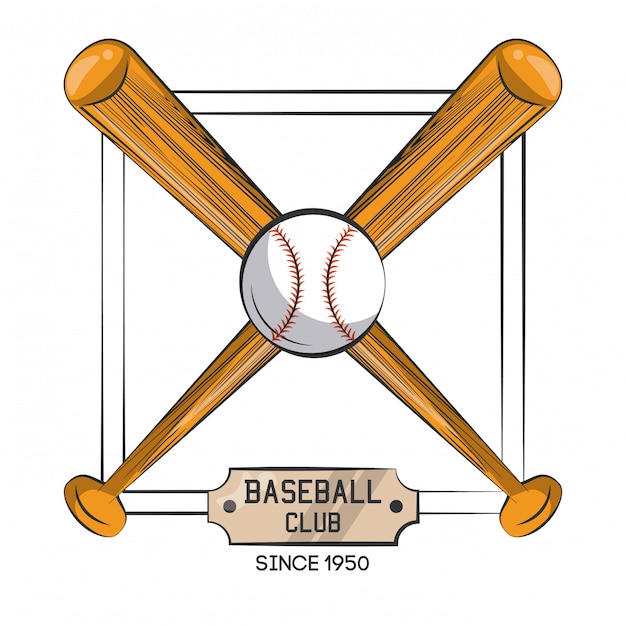 Iconic Baseball Club Emblem with Crossed Bats and Ball | Jiffy Designs