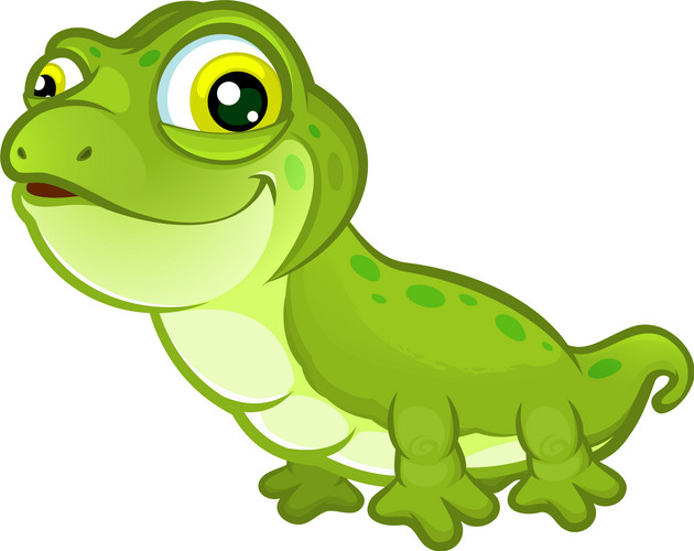 Cute Vector Cartoon Lizard. The Lizard Is Green With Spots. Funny ...