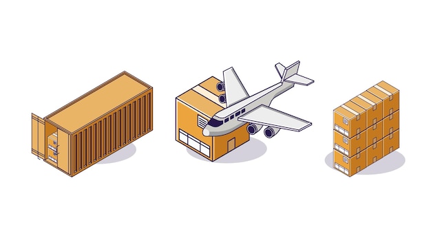 Efficient Global Logistics: Containers, Cargo Plane, and Warehouse ...