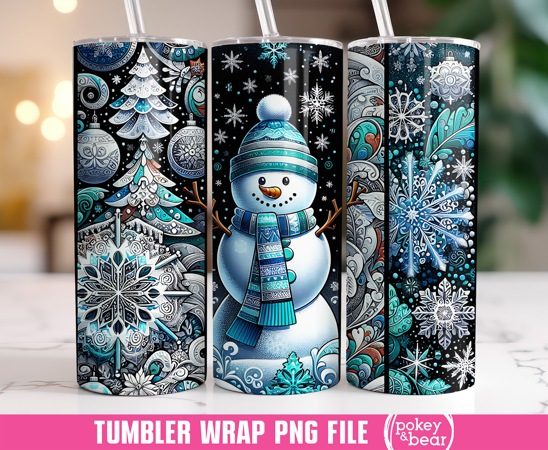 Frosty Winter Wonderland Featuring Cheerful Snowman and Intricate ...