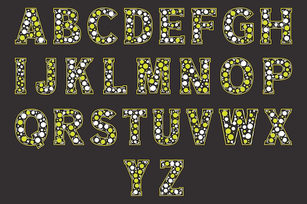 Vibrant Polka Dot Alphabet on Chalkboard Background | Jiffy Designs