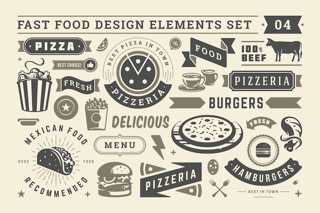 Diverse Collection of Iconic Fast Food Design Elements | Jiffy Designs