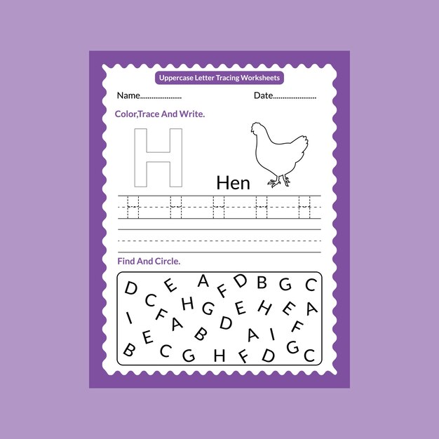 Tracing and Alphabet Practice with Hen Illustration | Jiffy Designs
