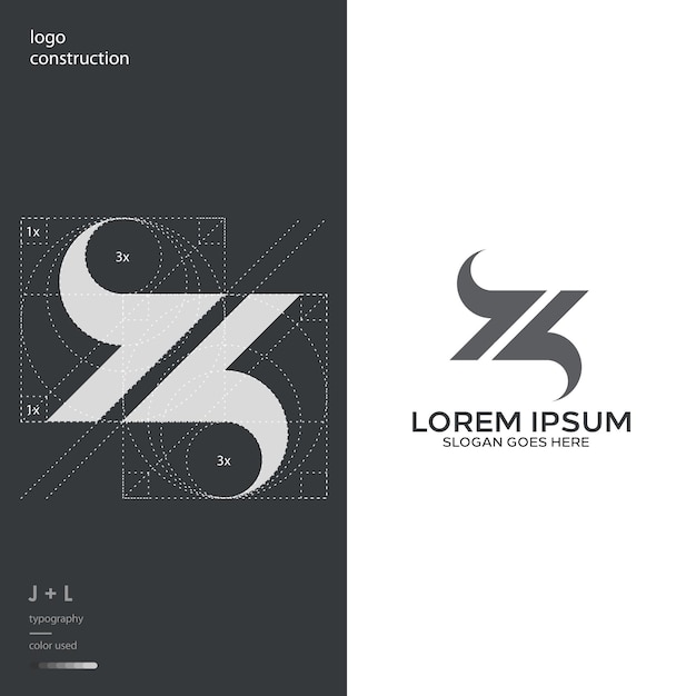 Minimalist Monogram with Crescent Moon and Geometric Shapes | Jiffy Designs
