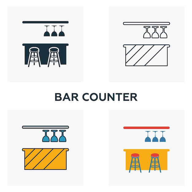 Vibrant Bar Counter Icons Showcasing Versatile Design Elements | Jiffy ...