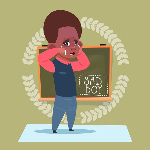 Sad Boy Illustration with Floral Frame and Chalkboard Text | Jiffy Designs