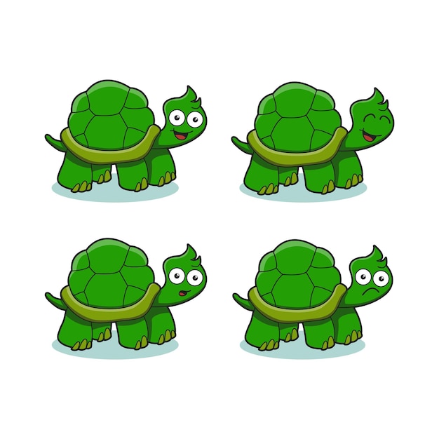 Adorable Cartoon Turtles with Expressive Eyes and Playful Poses | Jiffy ...