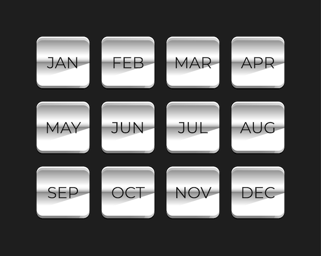 Elegant Calendar Buttons with Minimalist Month Labels | Jiffy Designs