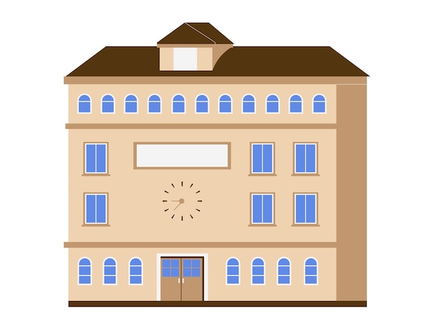 Elegant Neoclassical Building with Clock Tower and Arched Windows ...