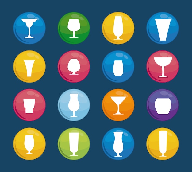 Vibrant Collection of Diverse Glassware Icons for Versatile ...