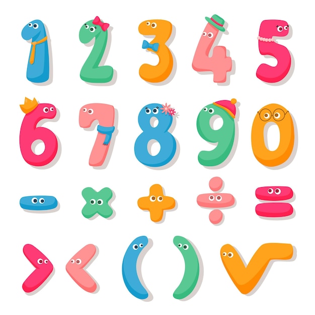 Colorful and Playful Collection of Illustrated Numbers and Shapes ...