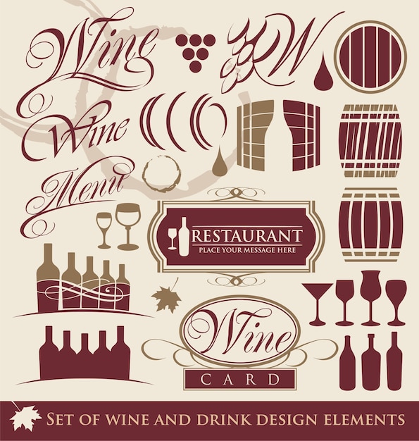 Exquisite Collection of Wine and Drink Design Elements for Restaurants ...