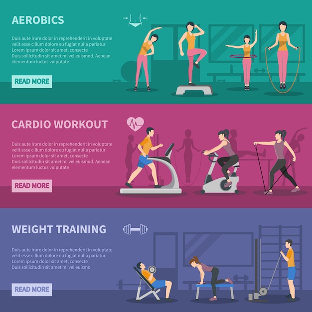 Vibrant Fitness Illustrations Showcasing Diverse Workout Routines ...