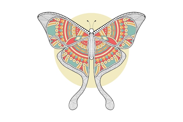 Intricate Butterfly Design with Vibrant Ethnic Patterns | Jiffy Designs