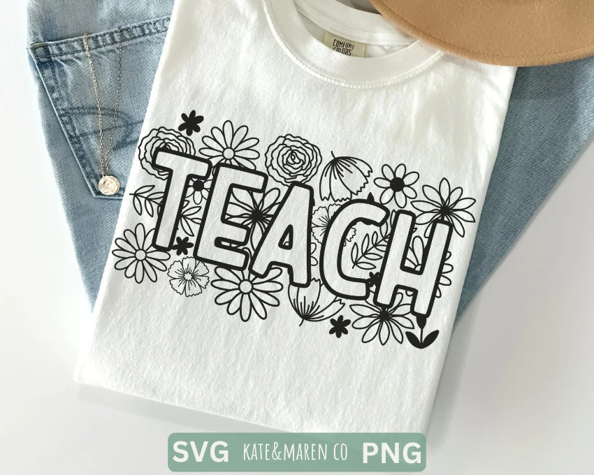 teacher svg, teacher flower svg, floral png, teach svg, school svg ...