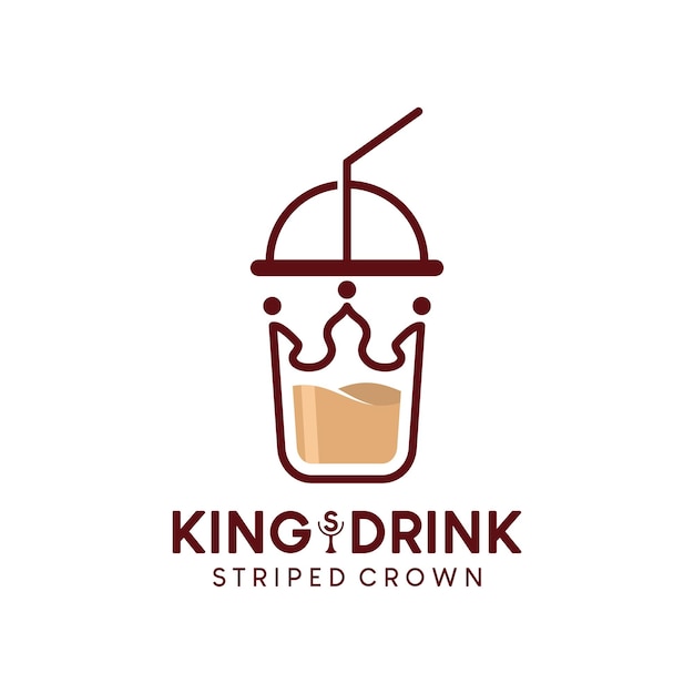 Regal Refreshment: The King of Drinks Striped Crown Logo | Jiffy Designs