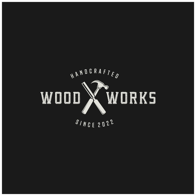 Rustic Crafted Woodworking Logo with Vintage Typography | Jiffy Designs