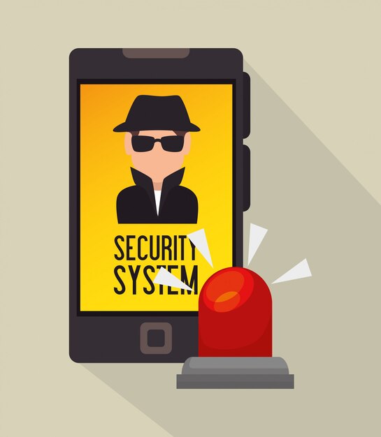 Stylized Security System Icon with Agent and Alarm Bell | Jiffy Designs