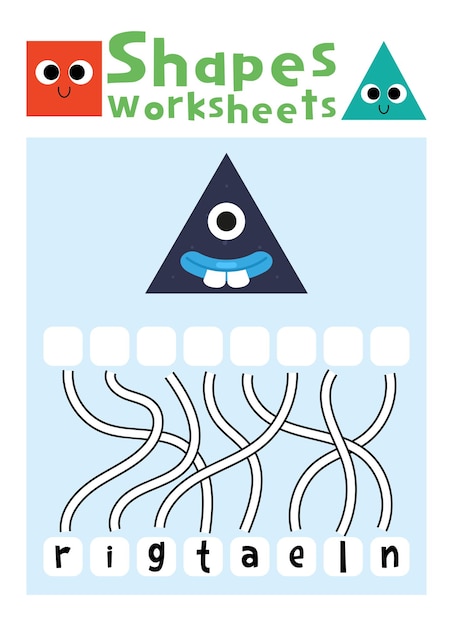Playful Shapes Worksheet with Smiling Triangle and Wiggly Lines | Jiffy ...