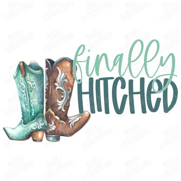 'Finally Hitched' Rustic Cowboy Boots with Whimsical Calligraphy ...