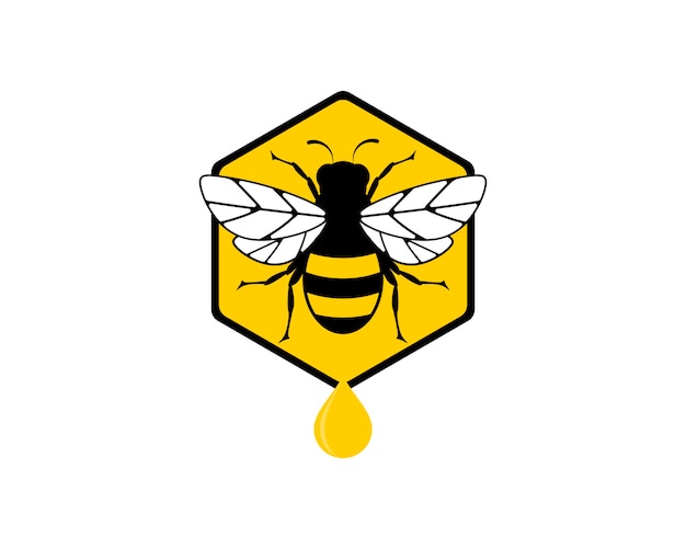 Vibrant Hexagonal Honey Bee Emblem with Detailed Wings | Jiffy Designs