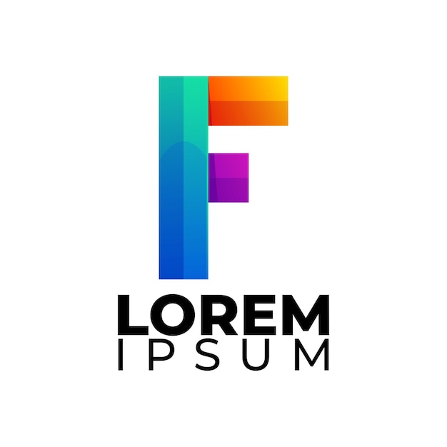 Vibrant Geometric Letter F in Colorful Gradient Design | Jiffy Designs