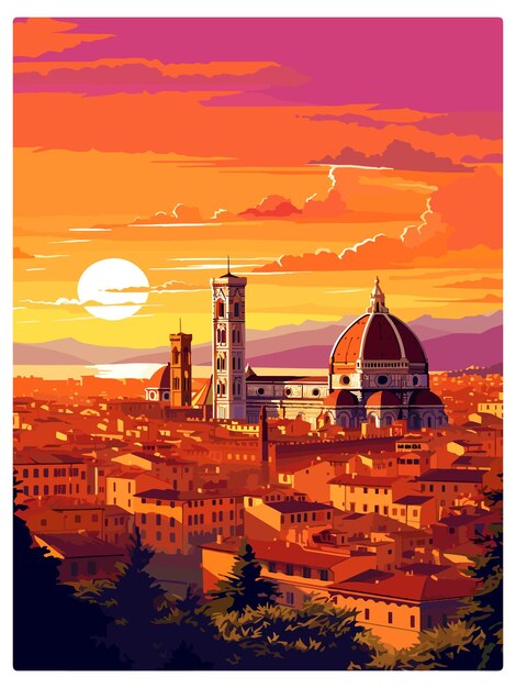 Vibrant Sunset Over the Iconic Skyline of Florence, Italy | Jiffy Designs