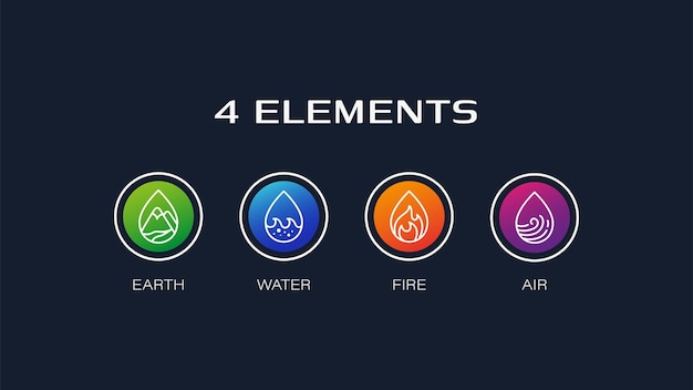 Vibrant Icons Representing the Four Classical Elements | Jiffy Designs