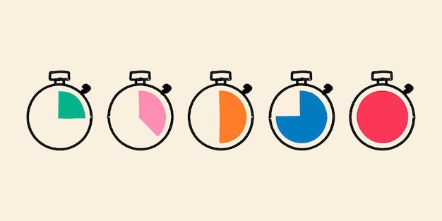 Vibrant Stopwatch Shapes in Playful Geometric Design | Jiffy Designs