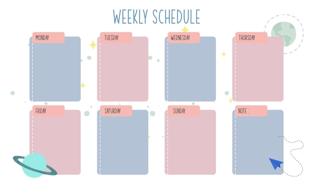 Whimsical Weekly Schedule with Pastel Colors and Doodles | Jiffy Designs