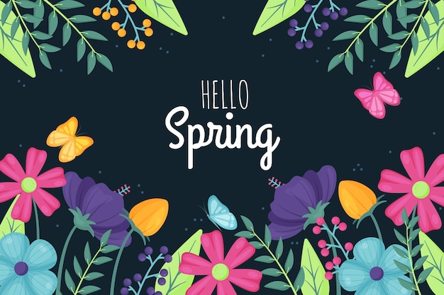 Vibrant Spring Floral Design with Butterflies and Greeting Text | Jiffy ...