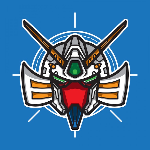 Heroic Mecha Emblem: Powerful Robotic Guardian | Jiffy Designs