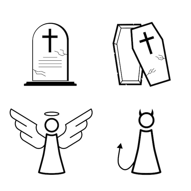 Solemn Symbols of Faith: Gravestone, Casket, Angel, and Demon | Jiffy ...