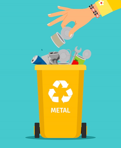 Hand Sorting Metal Recyclables into Yellow Bin | Jiffy Designs
