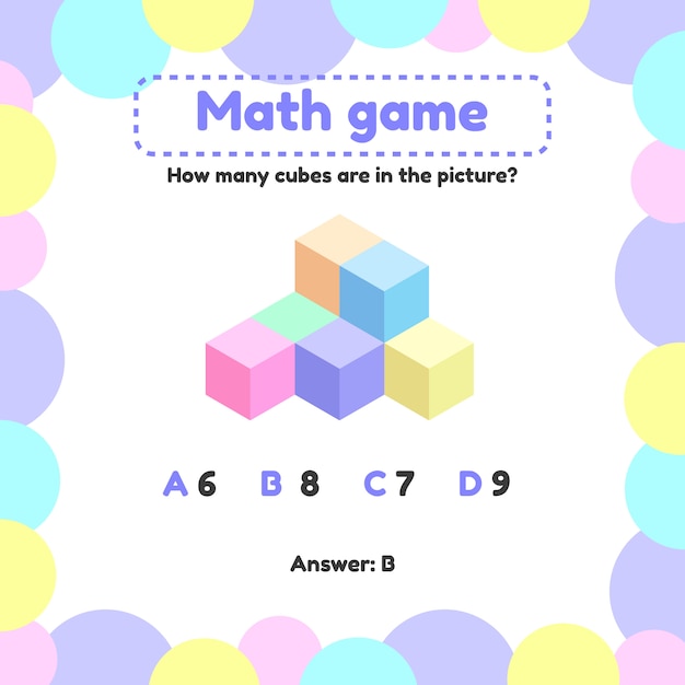 Colorful Math Cubes in Playful Pastel Background | Jiffy Designs