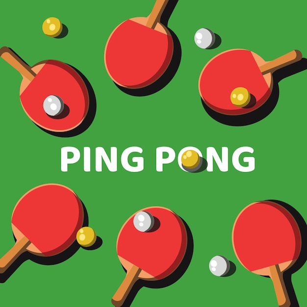 Vibrant Ping Pong Paddles and Balls on Emerald Green Background | Jiffy ...