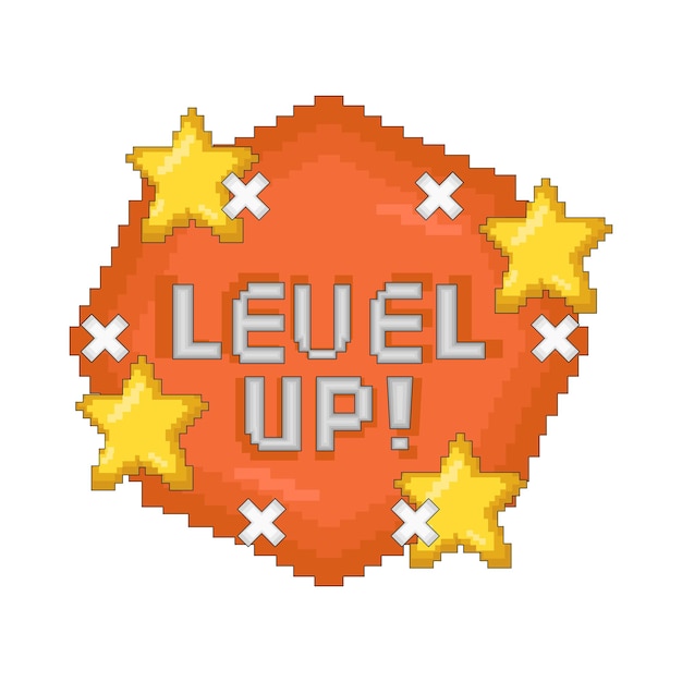 Vibrant Pixel Art Icon Celebrates Leveling Up in Gaming | Jiffy Designs