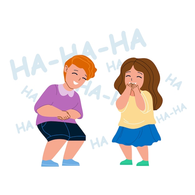 Laughing Kids Illustration with 'Ha-Ha' Text Background | Jiffy Designs
