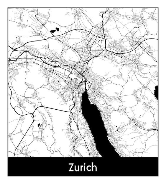 Intricate Map of Zurich's Winding Roads and Neighborhoods | Jiffy Designs