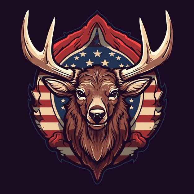Majestic American Stag with Patriotic Emblem | Jiffy Designs