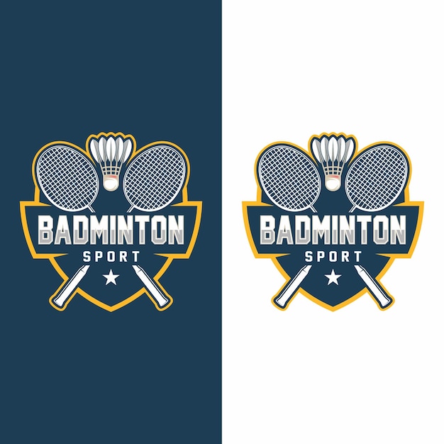 Stylized Badminton Sport Emblem with Crossed Rackets | Jiffy Designs