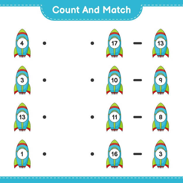 Playful Rocket Ship Count and Match Game | Jiffy Designs