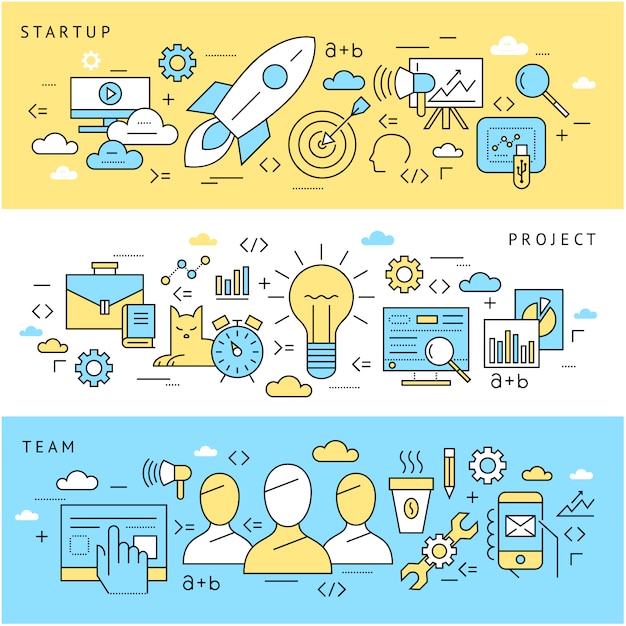 Diverse Collection of Startup, Project, and Team-Focused Graphic ...
