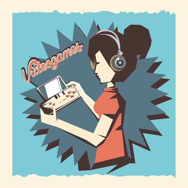 Retro Gamer Girl Rocking Out with Vintage Cassette Player | Jiffy Designs