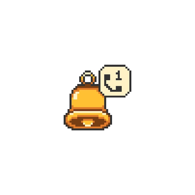 Retro Pixel Bell with Smiley Icon | Jiffy Designs