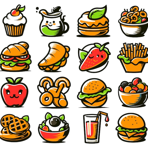 Vibrant Collection of Delectable Food Icons for Diverse Applications ...